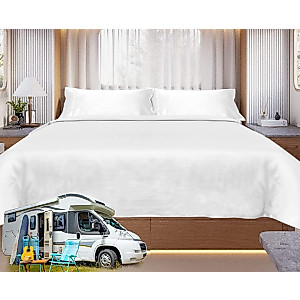 RV Short Queen Sheets Set - 600 Thread Count, 100% Egyptian Cotton Sheets - 4 Piece Bed Sheets for RV Short Queen Size Bed - Sateen Weave Hotel Quality Sheets, Breathable & Cooling (White)