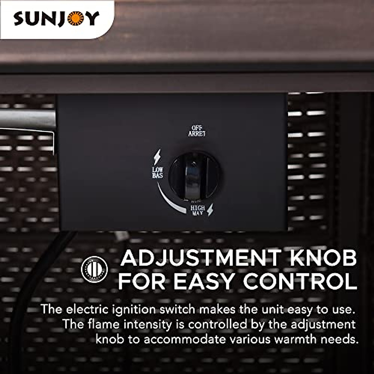 Sunjoy 38" Gas Fire Pit Table, Outdoor Patio Brown Square All-Weather Wicker Ceramic Tile Top Propane Burning Fire Pit Table with Lid and Lava Rocks