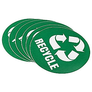 M METERXITY 6 Pack Recycle Sticker - Home Trash Can Labels, Strong Adhesion & Smooth Surface, Apply to Kitchen/Garden Trash Bin (5 Inch, White on Green)
