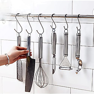 Liaogo 20PCS 3.4 Inch S Hooks Stainless Steel Heavy Duty S Hooks for Hanging Plants, Clothes, Pans, Bags, Cups