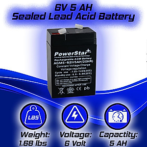 PowerStar« 2 Pack - 6V 5Ah PS-640, PS640F1, UB645 Replacement SLA Battery New