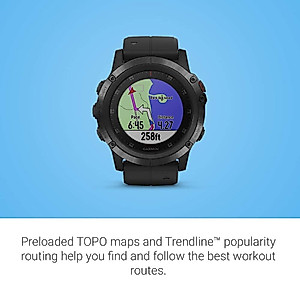 Garmin fēnix 5X Plus, Ultimate Multisport GPS Smartwatch, Features Color Topo Maps and Pulse Ox, Heart Rate Monitoring, Music and Pay, Black with Black Band (Renewed)