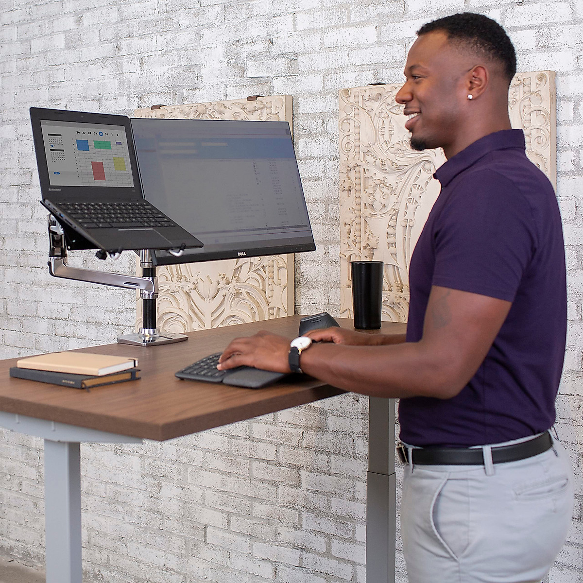 Ergotron – LX Vertical Stacking Dual Monitor Arm, VESA Desk Mount – for 2 Monitors Up to 24 Inches, 7 to 20 lbs Each – Polished Aluminum