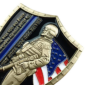 Law Enforcement Police Officer Challenge Coin Saint Michael Thin Blue line Shield
