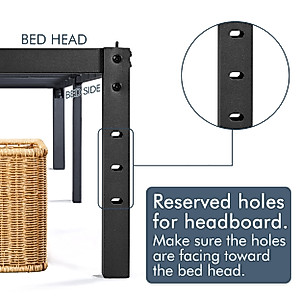 Yaheetech Queen Bed Frame with Storage Space, No Box Spring Needed, 16 Inches Powerful Storage Space, Sturdy Steel Slat Support, Black