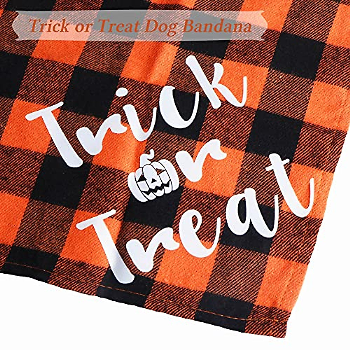 STMK Halloween Plaid Dog Bandanas, Trick or Treat Boo Dog Bandana Scarf for Halloween Dog Puppy Costume Decorations