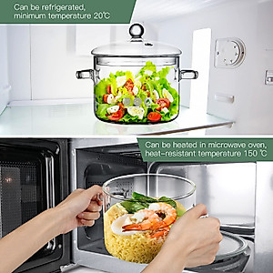 YARDWE Clear Glass Pot Glass Saucepan Heat Resistant Cooking Pot Glass Stovetop Pot with Lid for Pasta Noodle, Soup, Milk, Baby Food, 6.3x6.3x6.7 Inch (1900ml)