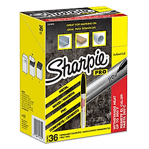 SHARPIE Industrial Permanent Markers, Fine Tip, Black, 36 Count