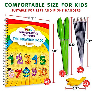Magic Ink Copybooks for Kids Reusable Handwriting Workbooks - Children's Calligraphy Tracing - Early Education Magic Practice Book - Sank Letters (4 Books with Pens)