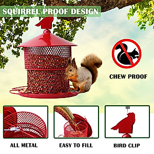 Metal Bird Feeders for Outdoors Hanging, Squirrel Proof Bird Feeder, 4 Lbs Large Capacity, Heavy Duty, 6 Perches, Supports Cardinals, Finch, Blue Jay,Sparrows and Outside Wild Birds