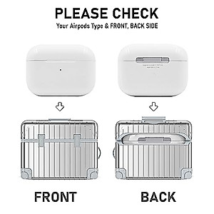 AirPods Pro 2 Case Cover, KOREDA Funny Suitcase Design Case for Airpods Pro 2nd Generation/1st Generation (2022/2019), Cute Fashion Protective Hard Case for Women Men with Keychain (Silver)