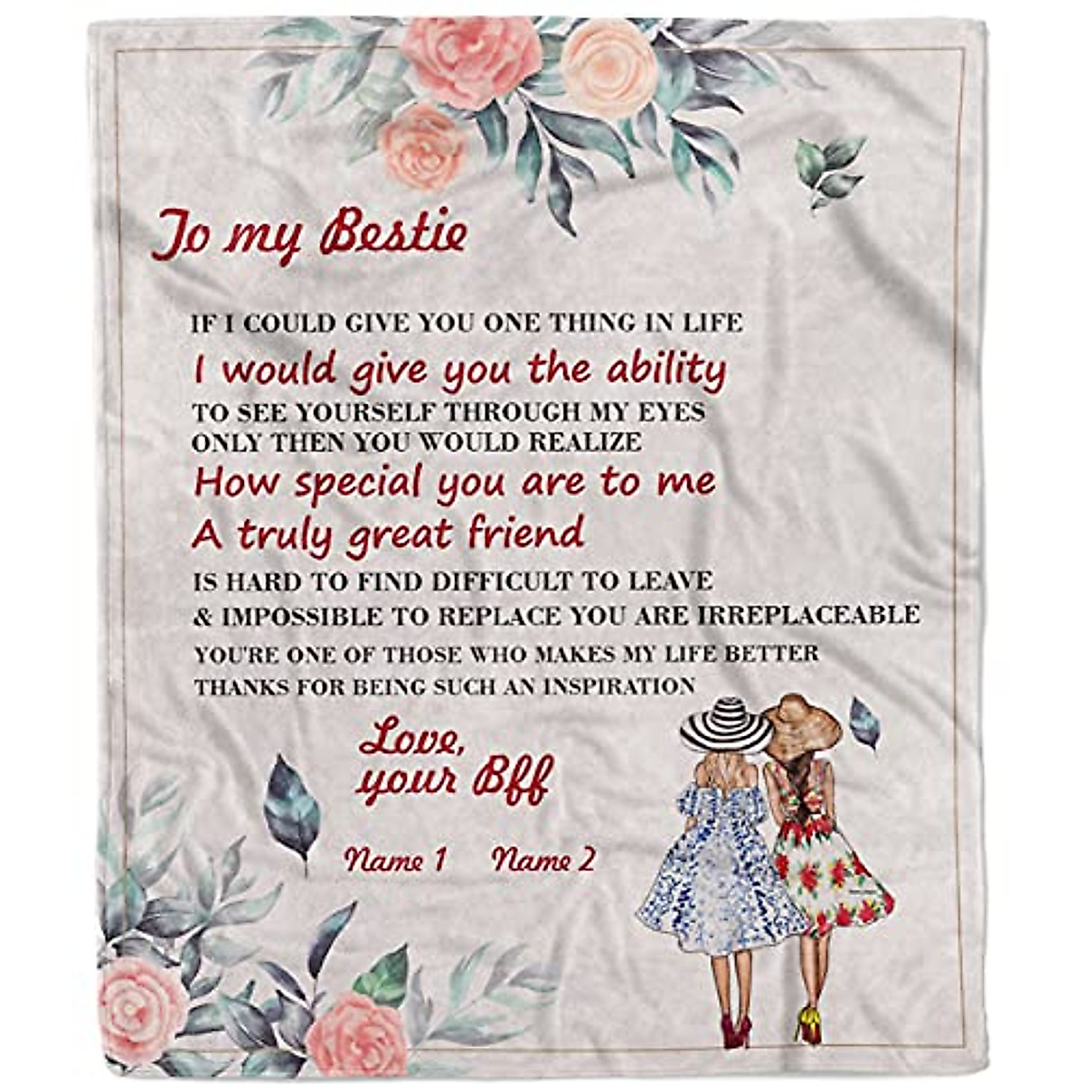 Launchigo Customized to My Bestie Blanket from Best Friend. BFF Soft Fleece Throw Blanket, Gift for Birthday, Christmas & Friendship Day.[Custom] (to My Bestie-from BFF 03, 50" X 60")