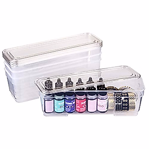 ArtBin 6971AG XL Bins with Lids 4-Pack, [4] Extra Long Art & Craft Organizer Boxes, Clear