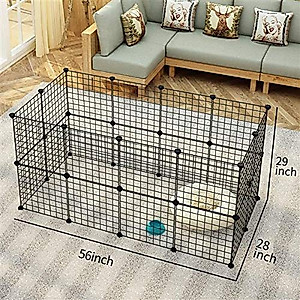Pet Playpen, Small Animal Cage Indoor Portable Metal Wire Yard Fence for Small Animals, Guinea Pigs, Rabbits Kennel Crate Fence Tent Black 24pcs (and 8pcs for Free)