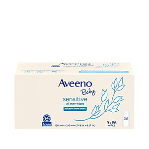 Aveeno Baby Sensitive All Over Wipes, Hypoallergenic & Fragrance-free, 9 Pack Of 56 Ct, 504Count