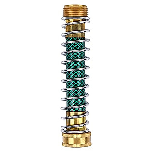 CABAX Garden Hose Kink Protector Coiled Spring Protector with Solid Brass Faucet Hoses Coupling Adapter Extension