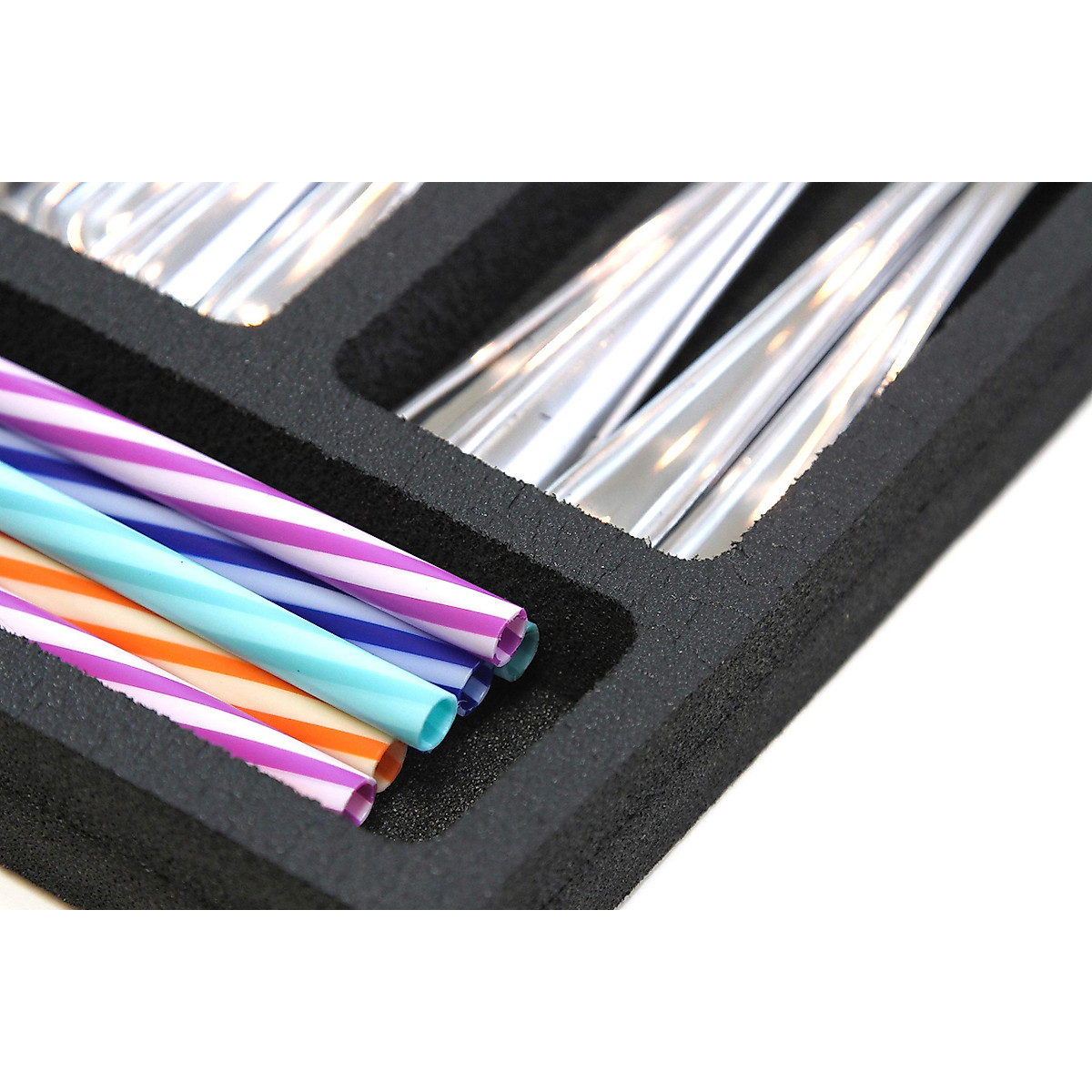 Polar Whale 2 Flatware Silverware Drawer Organizers Cutlery Forks Knives Spoons Non-Slip Waterproof Compact Tray Insert 11 x 15 x 1 Inch 6 Slot Great for Home Kitchen RVs Campers