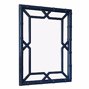 SORBARIA Bamboo-Look Solid Wood Window Pane Mirror 23" X 31" - Blue