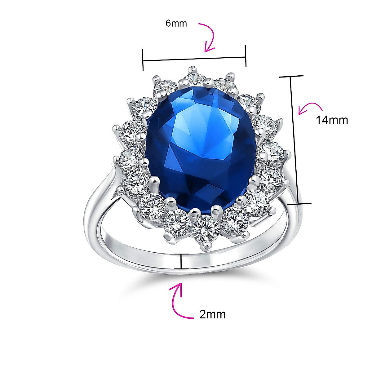 Bling Jewelry Royal CZ Sapphire Color Engagement Ring Kate Middleton Actual Size 8-Prong - Size 7