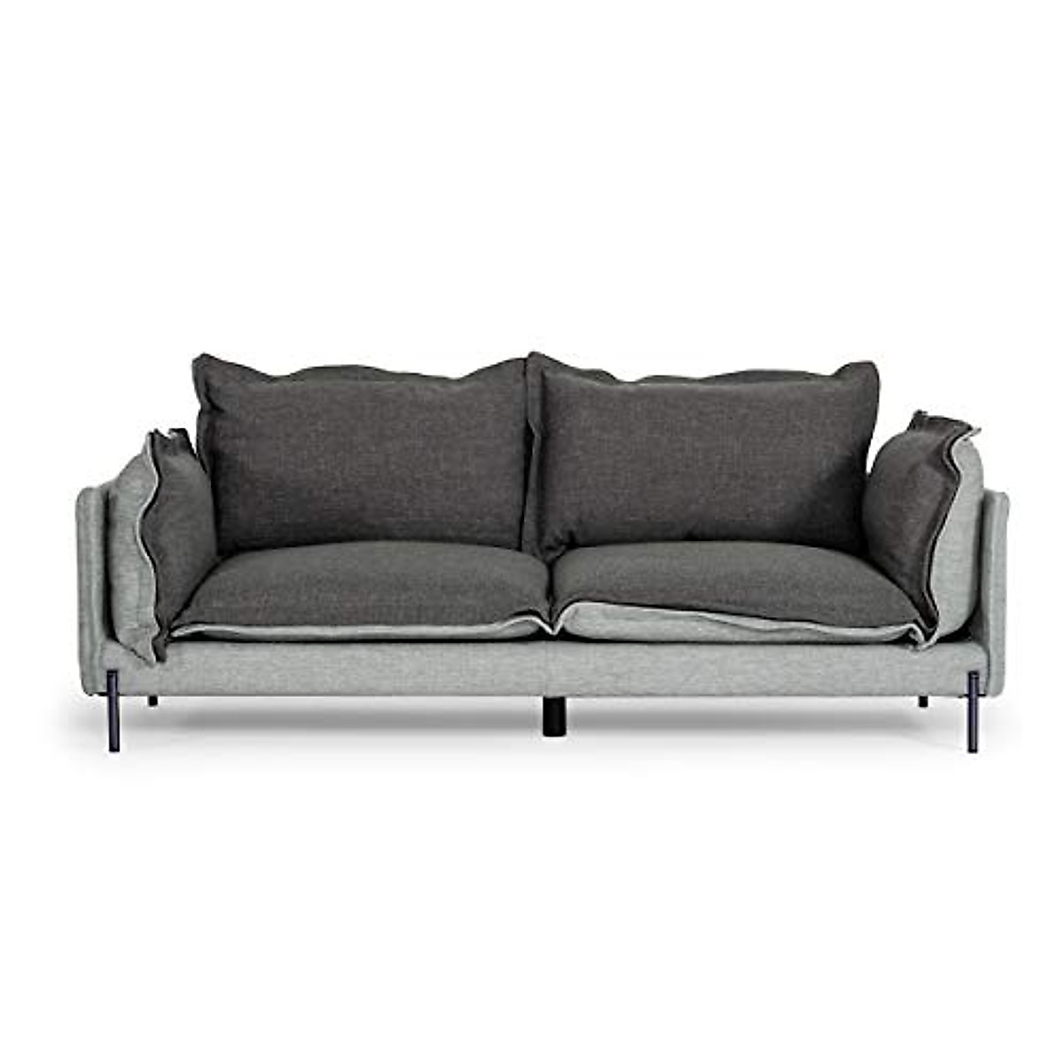Limari Home Roch Collection Modern Style Living Room Fabric Upholstered Sofa with Titanium Alloy Metal Legs, Gray