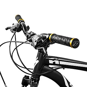 BV Bike Handlebar Grips, Double Lock-on Bicycle Grip Handle Bar End Holding Locking Grips, for MTB, BMX, Mountain, Downhill, Folding Bike (Gold)