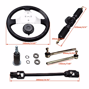 320mm(12.6“) Gear Rack Pinion & 300mm Steering Wheel Full Steel For 110cc Go Kart Gokart