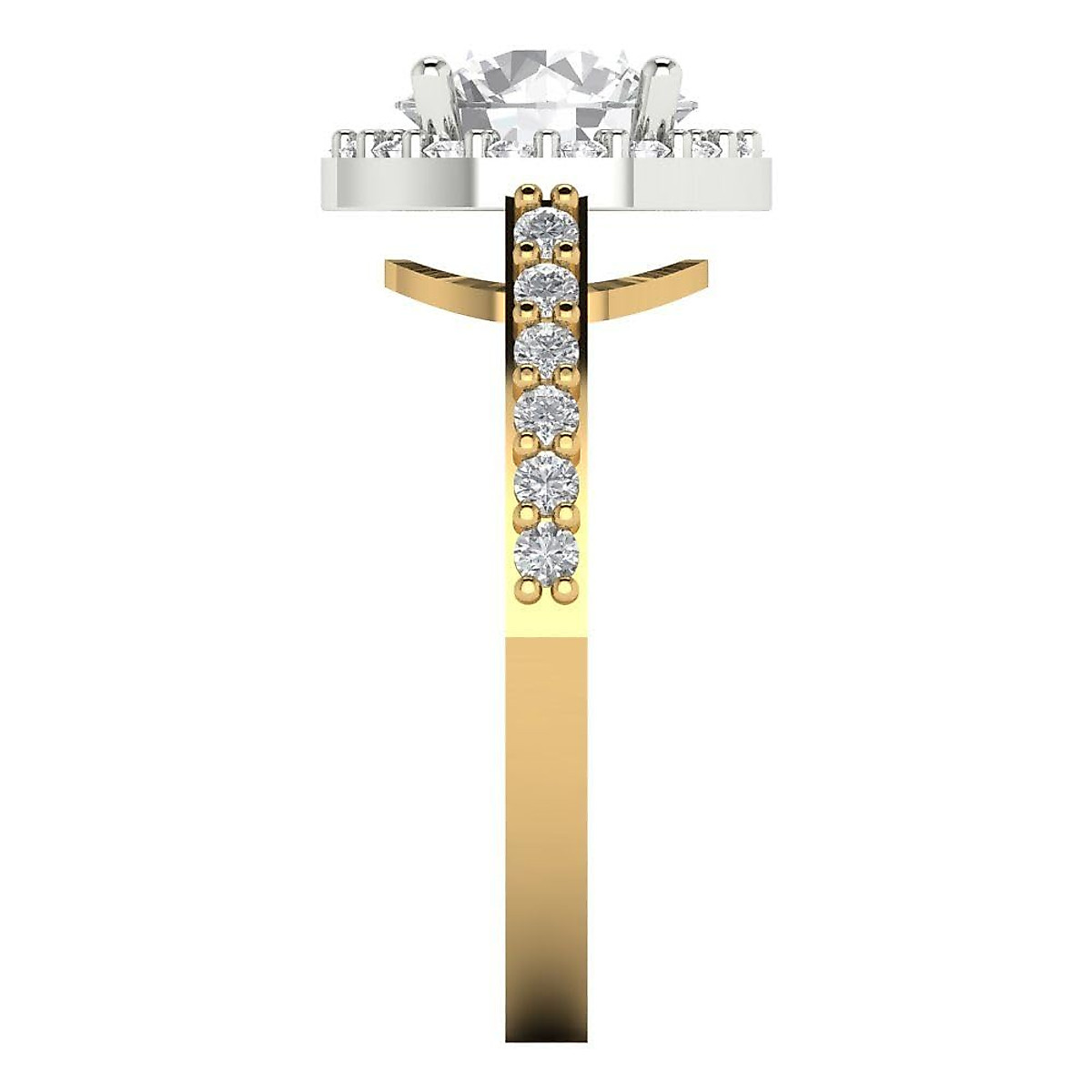 Clara Pucci 2.40 ct Round Cut Solitaire Halo Moissanite Designer Anniversary Bridal Engagement Ring 14k Yellow & White Gold 8.5