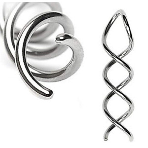 Body Accentz Earrings Rings 316L Surgical Steel Swirl Twist Tapers - Sold as a Pair