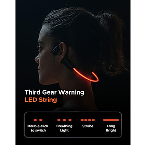 havit Light Open Ear Headphones LED Beacon String Air Conduction Wireless Headsets Running Headphones with 16.2mm Powerful Bass, 16H Playtime, IPX5, Bluetooth 5.3, 24g Light Weight, MP3