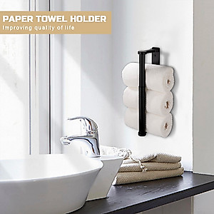 Under Cabinet Paper Towel Holder with Telescopic Rod, Mounts Easily with Adhesive or Screws, Fits Standard Rolls