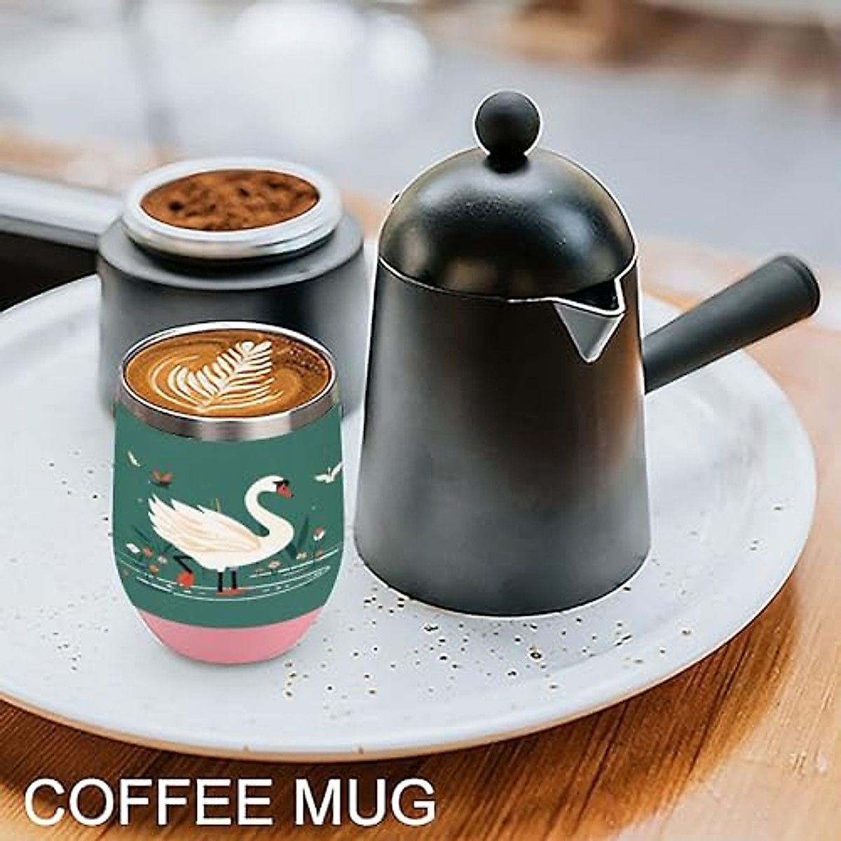 OPTKSNCU 304 Stainless Steel Insulated Cup with Lid, Ancient Flower Swan Print Durable, And Easy to Clean – Ideal for Home, Office, And Gift Giving