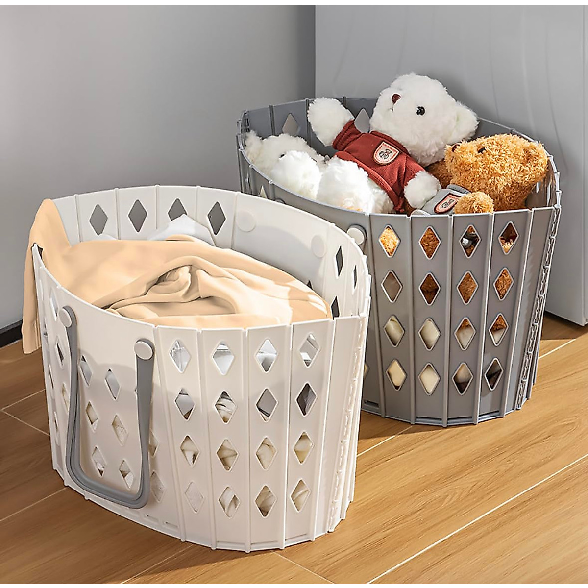 Collapsible Laundry Basket (50 x 30 x 31 cm, Grey)