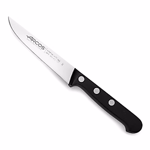 ARCOS Vegatable Knife 4 Inch Stainless Steel. Professional Vegetable Knife for Peeling Fruits and Vegetables. Ergonomic Polyoxymethylene Handle and 100 mm Blade. Series Universal. Color Black.