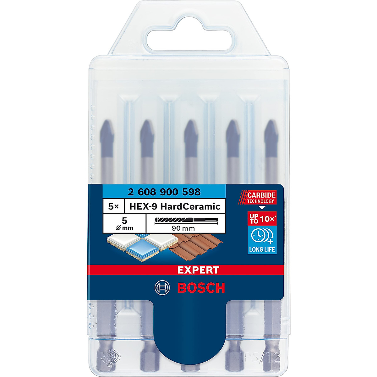 Bosch Professional 5X Expert HEX-9 HardCeramic Drill Bit Set (Ø 5 mm, Accessories Rotary Impact Drill)