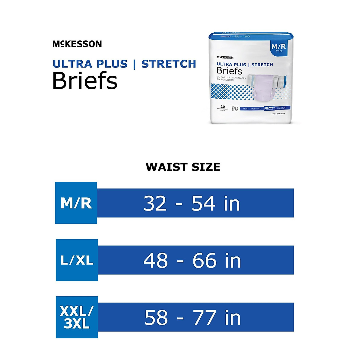 McKesson Bariatric Ultra Plus Stretch Briefs, Incontinence, Adult Unisex, Heavy Absorbency, 2XL / 3XL, 20 Count, 4 Packs, 80 Total