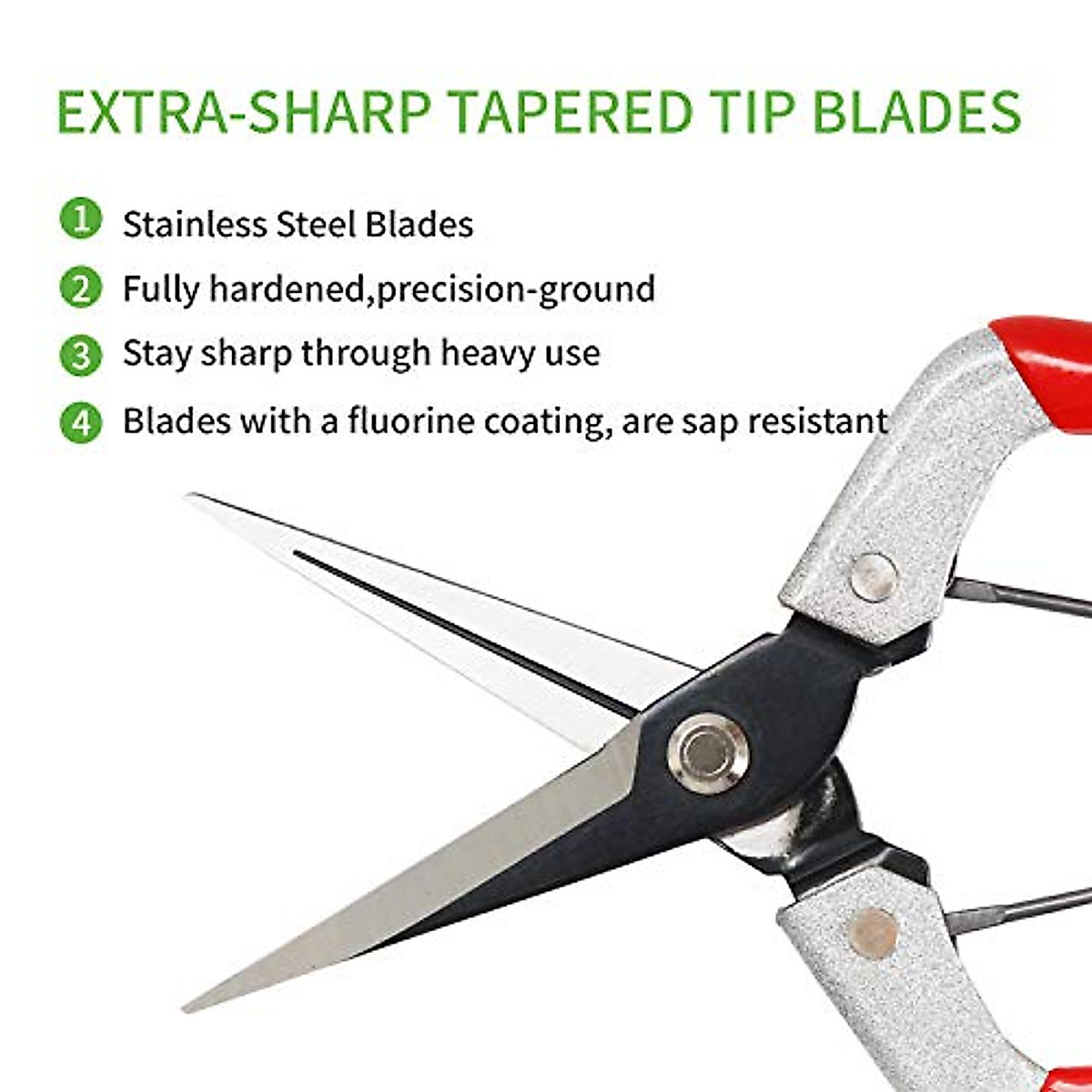 GARTOL Micro-Tip Pruning Shears, Hand Pruner Snips Florist Garden Scissors with Silicone Protective Sleeve, Perfect for Cutting Buds, Flowers, Vegetables and Picking Fruit, Trimming Plants(2 Pack)