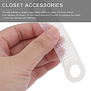 Yardwe 50Pcs Clear Non- Slip Rubber Clothes Hanger Grips Silicone Antiskid Closet Accessories Clothing Hanger Strips Windproof Clothes Hanging Accessories