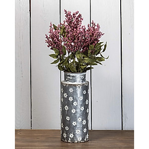 Foreside Home & Garden Rustic Whitewashed Floral Galvanized Metal Decorative Vase, 71