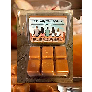 Butterscotch Bourbon Wax Melts - Strong Scent- Long Lasting - Eco-Friendly - Hand-Poured - Scented Wax Tarts - Pet Friendly - Soy Melts - 6 Cubes Per Pack - Over 100 Scensts To Choose.