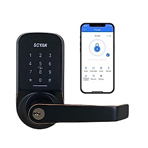 Smart Door Lock, Keyless Entry Door Lock, SCYAN X4 Handle Lock with Touchscreen Keypad Access, Auto Locking, for Home, Airbnb, Rental House (Oil-Rubbed Bronze)