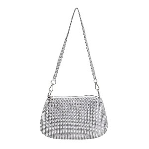 Bling Rhinestone Hobo Bag for Women Crystal Evening Handbag Underarm Bag Tote for Party Wedding