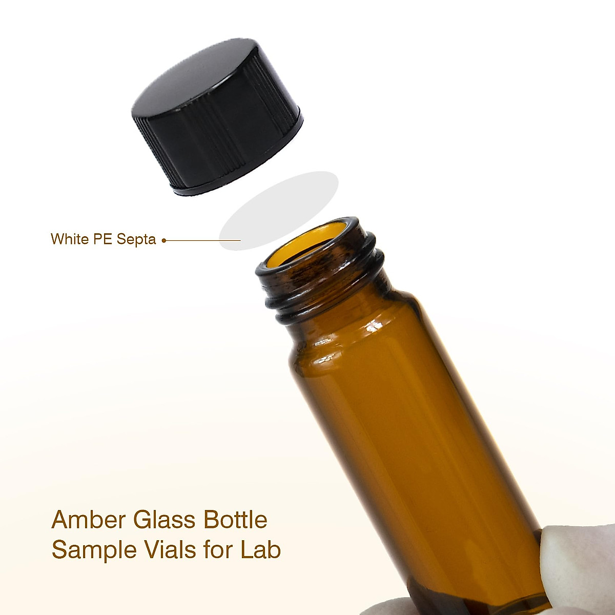 ALWSCI 1 Dram Amber Glass Vials, Small Liquid Sample Vial, 15X45mm 4 ml Borosilicate Glass Empty Vials with Caps, 13-425 Black Screw Caps with PE Liner, Pack of 20