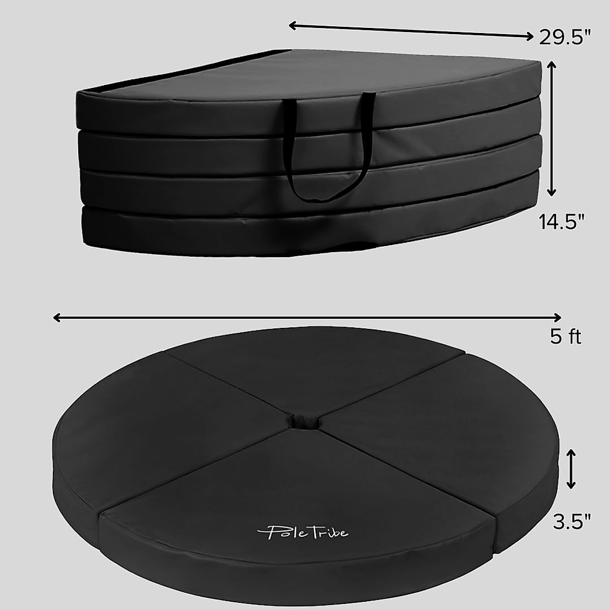 Pole Dance Mats, 3.6" thick, 5ft wide Pole Crash Mats, Specialized Fall Safety Padding Made for Pole by Pole Tribe (Black, 3.6 inch thick 5ft wide)