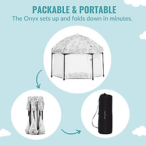 Dream On Me Onyx Playpen Set with Canopy, Storm Grey
