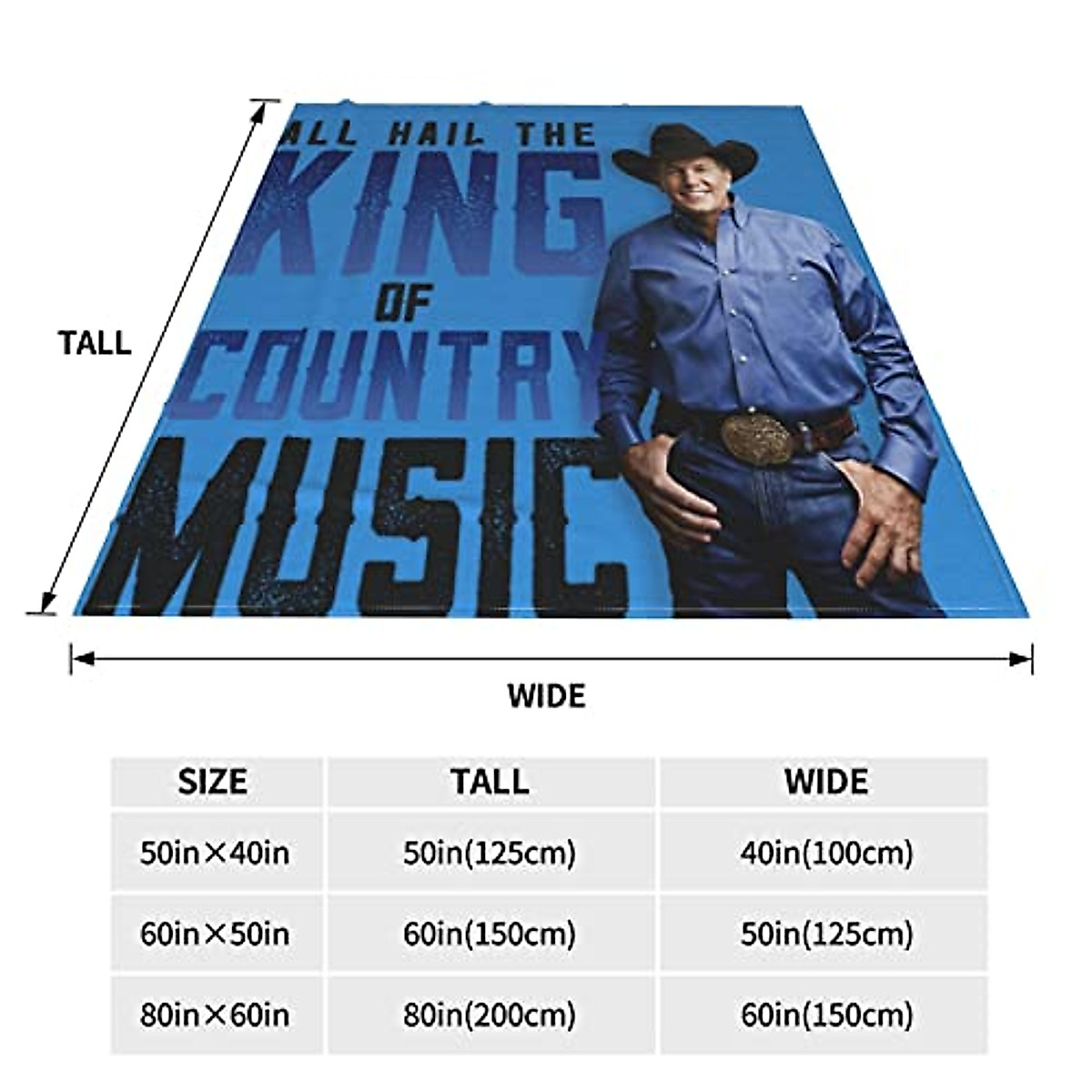 80"x60" Durable George or Strait Warm Flannel Blanket Soft Fleece Blanket Fleece Throw Quilt Summer Quilt