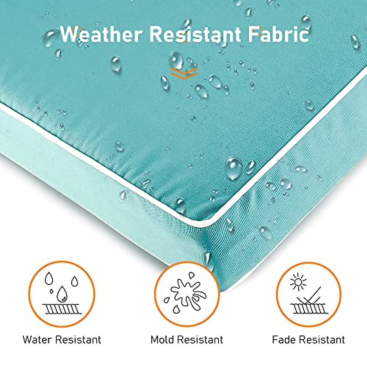 PNP FKJP 1 Pack Outdoor Cushion Washable Covers 48" X 18" X 3"Inch, Water-Resistant Seat Slipcovers, Patio Furniture Covers with Zipper and Tie, Aqua Blue 【Only Cover】