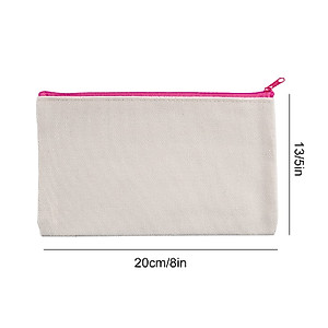 QINLECTRI 18 Pieces Blank Canvas Zipper Pouch, Canvas Zipper Pouch, Canvas Makeup Bags, Blank DIY Craft Zipper Stationery Bag, Suitable for Cosmetic Stationery and Office Supplies Storage（8 * 5inch）