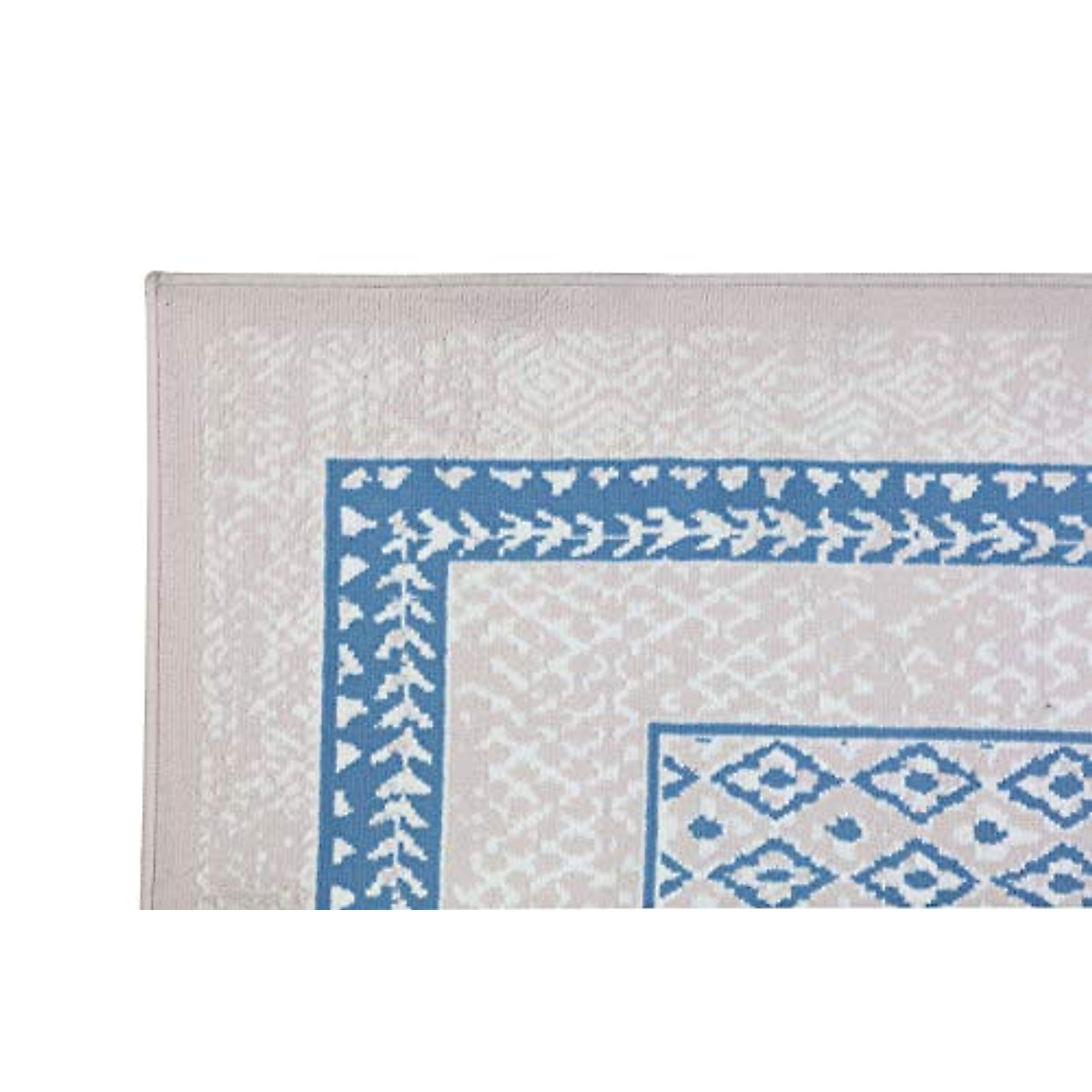 Furnish my Place Bordered Transitional Rug - 7 ft. 8 in. x 11 ft, Light Blue, Accent Rug with Geometric Pattern