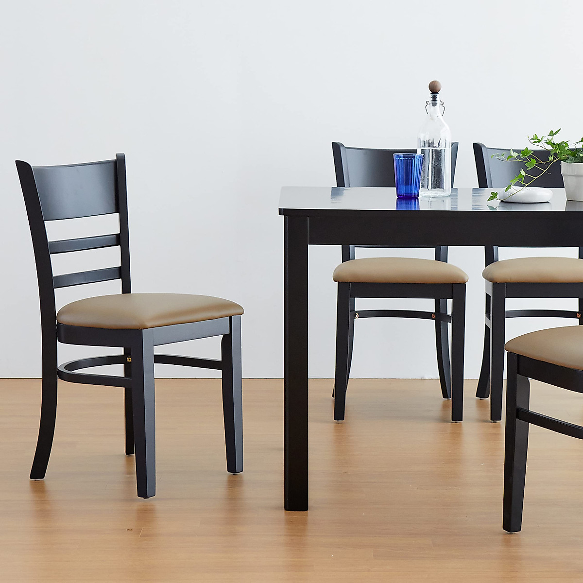 Livinia Cabin 45.3" Wooden Dining Table/Small Rectangular Modern Farmhouse Solid Wood Kitchen Table Desk (Black)