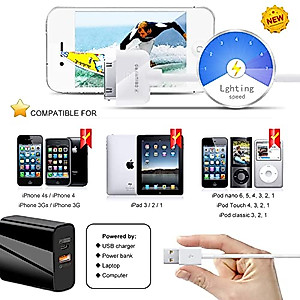 iPhone 4 Charger Cables (3 Pack 3.3 Ft) 30 Pin to USB Fast Charge & Sync Charging Cable Certified for Old Apple iPhone 4s / 4, 3G / 3GS, Old iPad 1/2/3, Old iPod Touch, Old iPod Nano